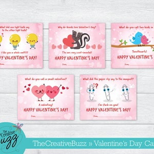 Kids Valentines Day Cute Joke Card Set | School Valentine Cards - Etsy