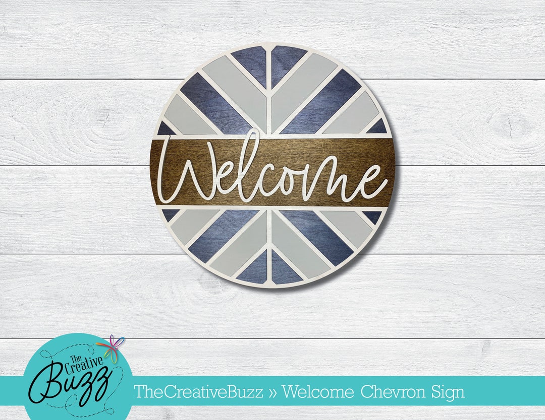 Chevron Pattern Welcome Sign, Layered Wood, Hand Painted, Classroom ...