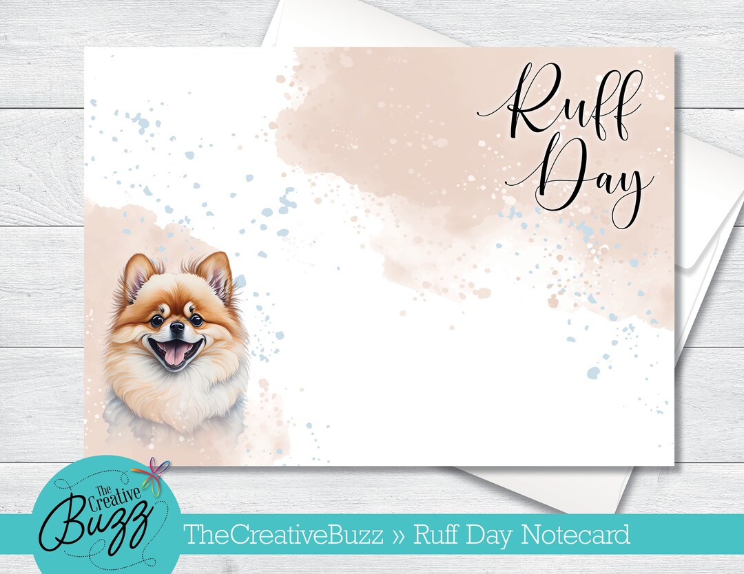 Watercolor Dog Set | 'ruff Day' Pomeranian | Note Cards & Envelopes - Etsy