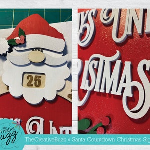 Santa Countdown Days Until Christmas Wooden Sign, Laser Cut, Hand ...