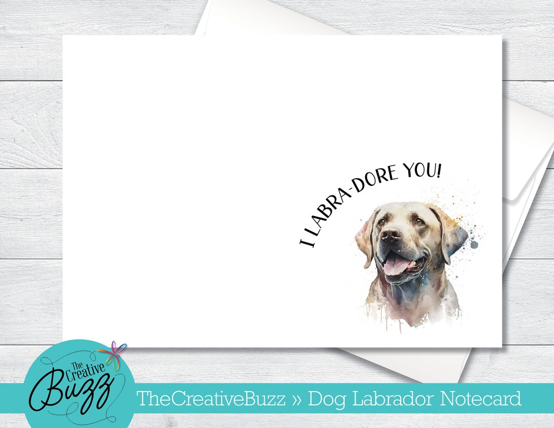 Watercolor Dog Set | Happy Yellow Labrador | Note Cards & Envelopes - Etsy