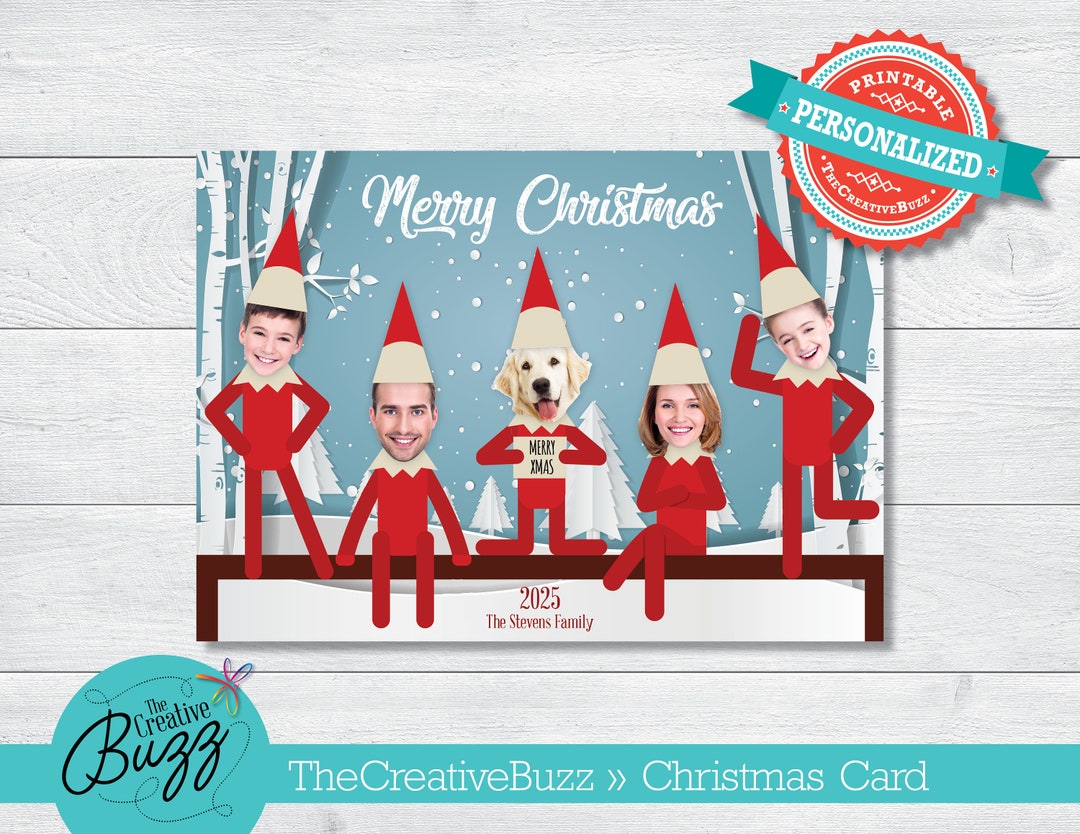 Elf Yourself Merry Christmas Greeting Card With Personalized Message ...