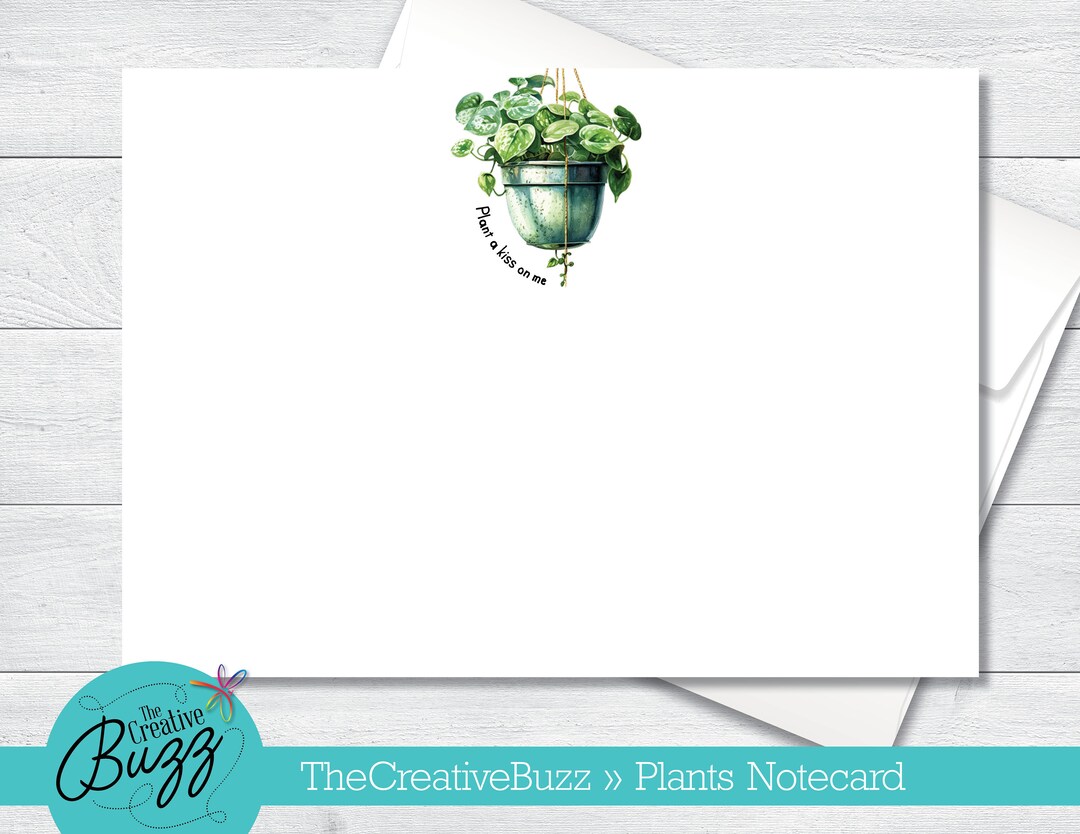 Funny Plant Set | Plant A Kiss on Me | Note Cards & Envelopes - Etsy