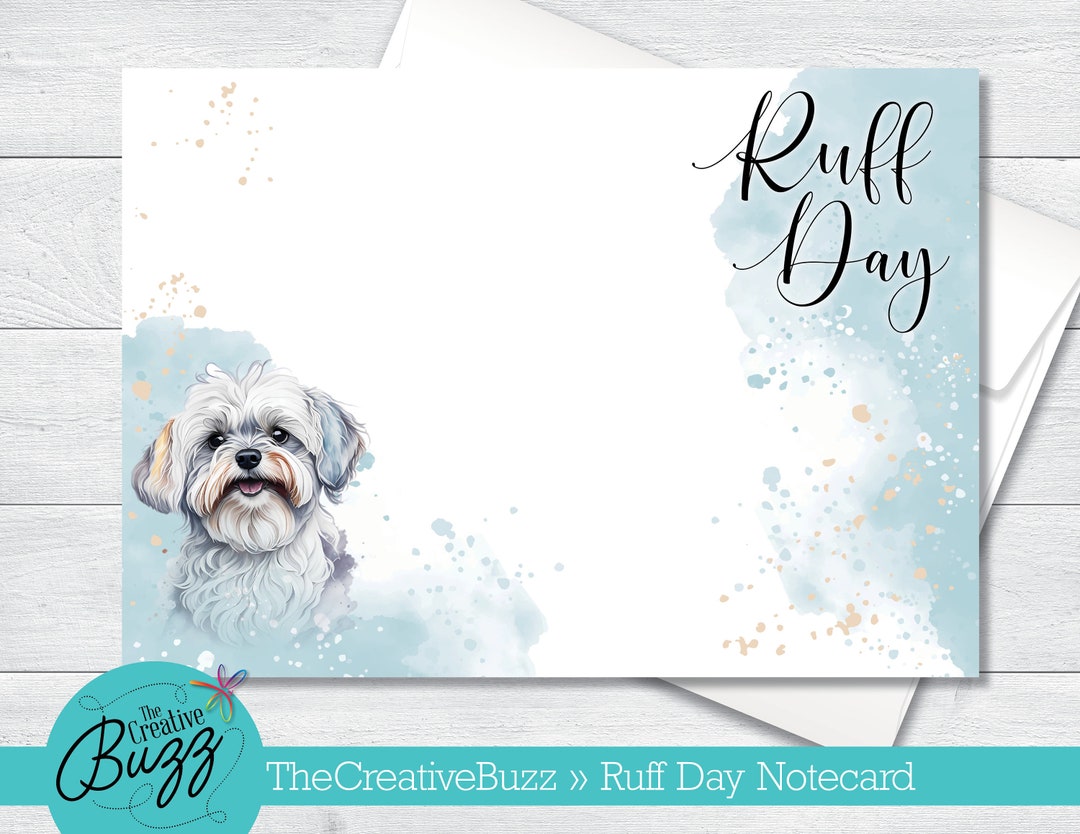 Watercolor Dog Set | 'ruff Day' Maltese | Note Cards & Envelopes - Etsy