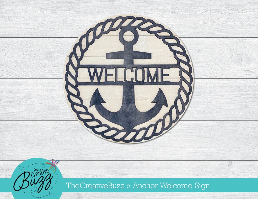 Nautical Welcome Anchor Sign,hand Painted, Laser Cut, Wood Layered ...