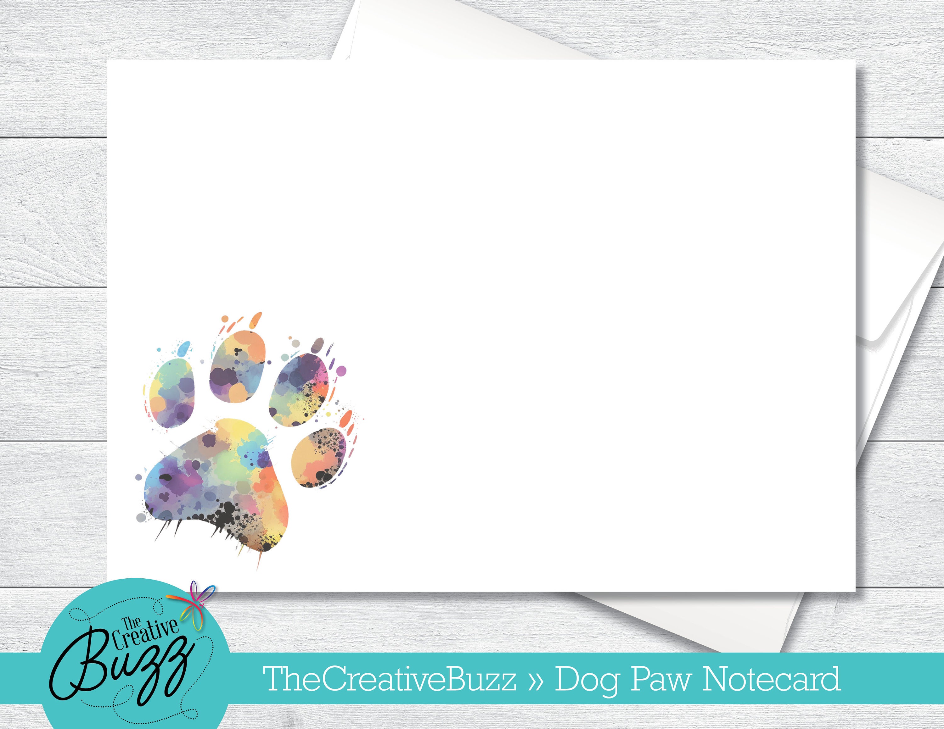 Watercolor Paw Set Paw Print 5 Note Cards & Envelopes - Etsy