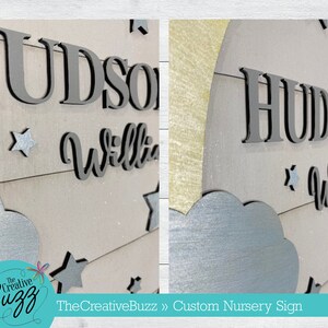Sweet Moon & Stars Nursery Sign, Personalized, Hand Painted, Layered ...