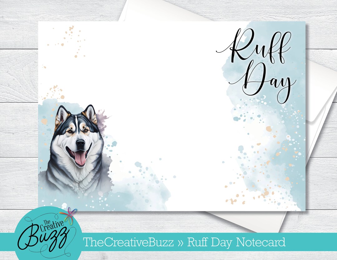 Watercolor Dog Set | 'ruff Day' Husky | Note Cards & Envelopes - Etsy