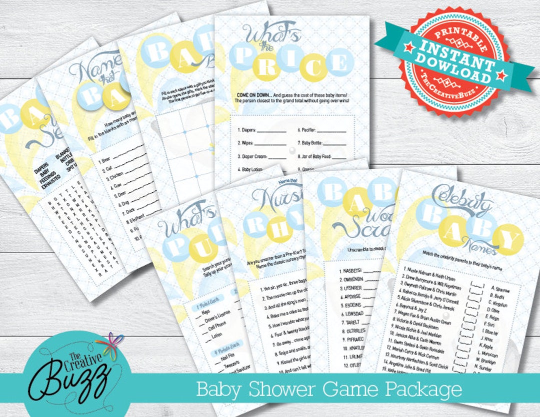 Elephant Neutral Baby Shower Games: Package Bundle - Etsy
