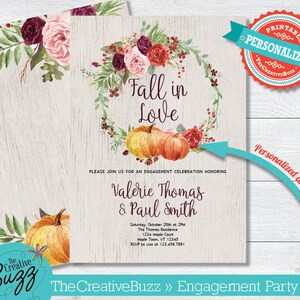 Fall in Love Autumn Engagement Card Annoucement - Etsy