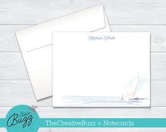 Nautical Stationery Set Sea Turtle Note Cards Personalized | Etsy