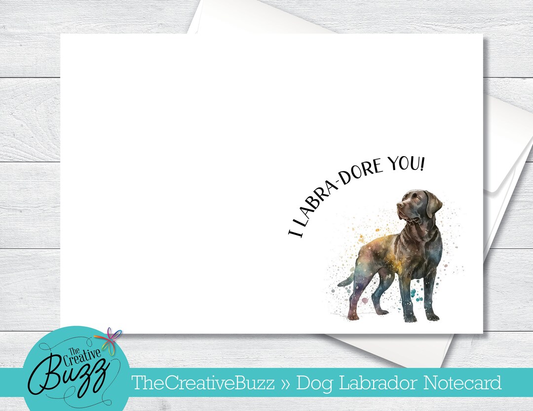 Watercolor Dog Set | Standing Black Labrador | Note Cards & Envelopes ...
