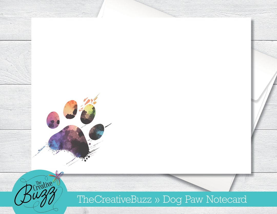 Watercolor Paw Set | Paw Print 6 | Note Cards & Envelopes - Etsy