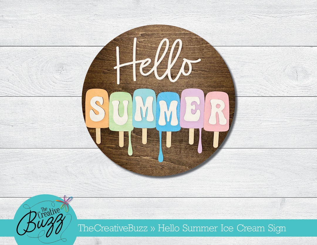 Hello Summer Popsicle Sign, Custom Etched, Hand Painted Wood Layered ...