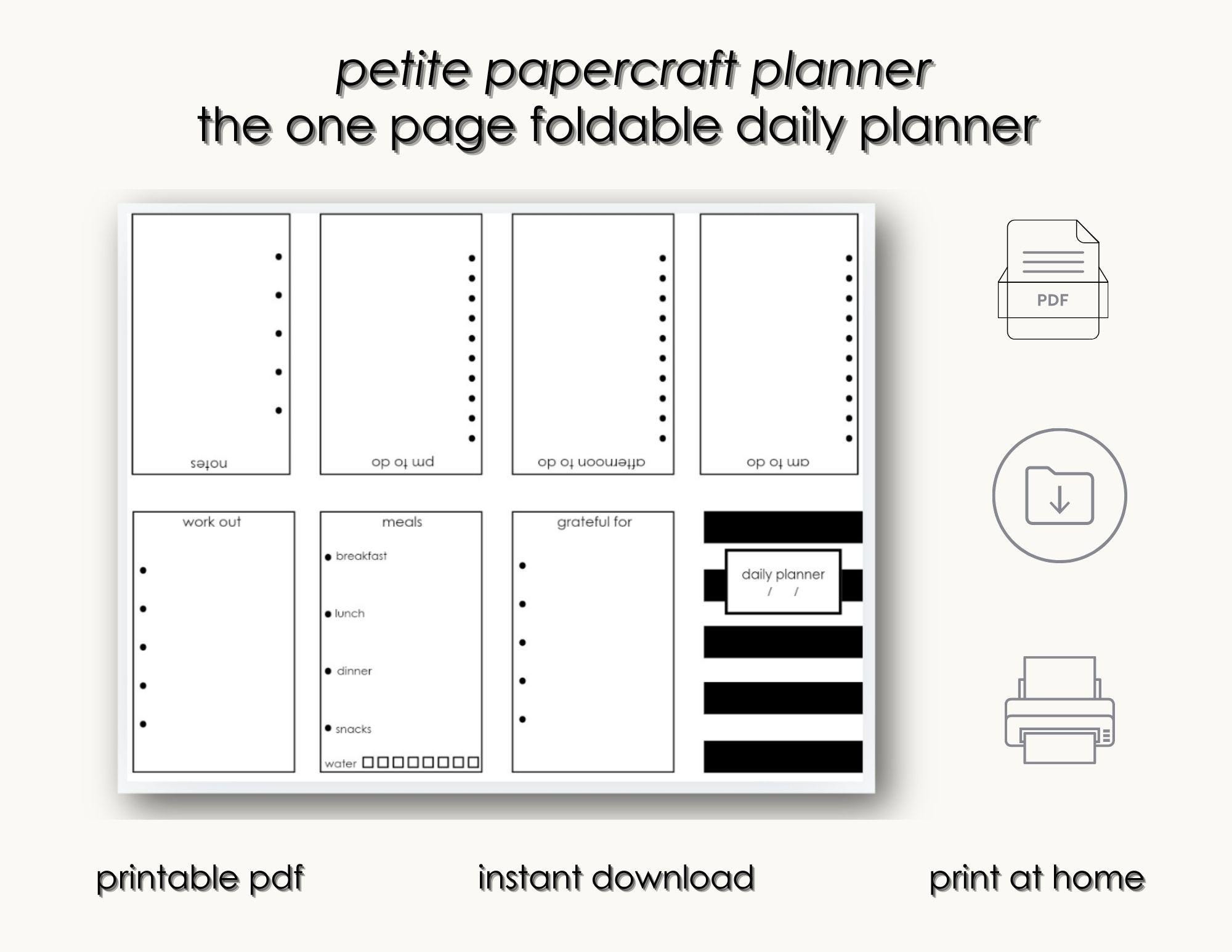 Black and White Striped One Page Foldable Daily Planner Printable - Etsy