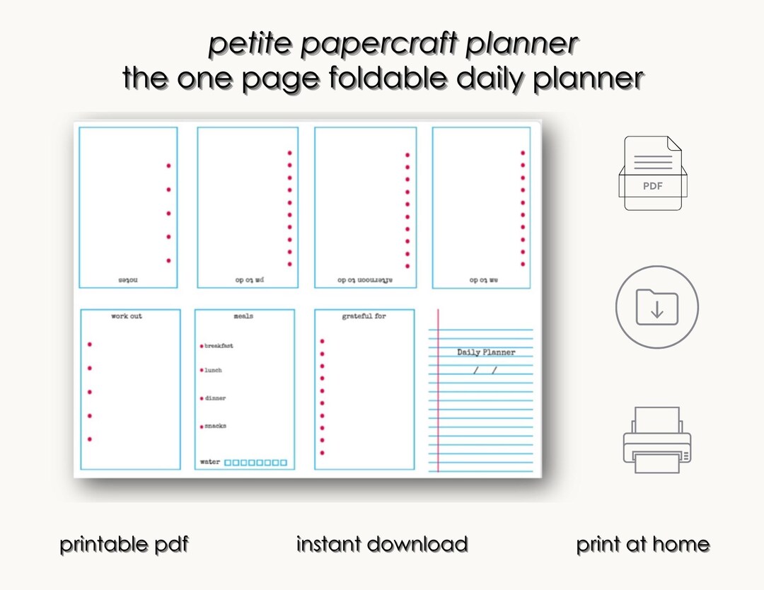 Lined Notebook Paper One Page Foldable Daily Planner Printable Booklet ...