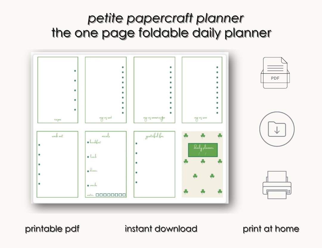 St. Patrick's Day Time Block One Page Foldable Daily Planner Printable ...
