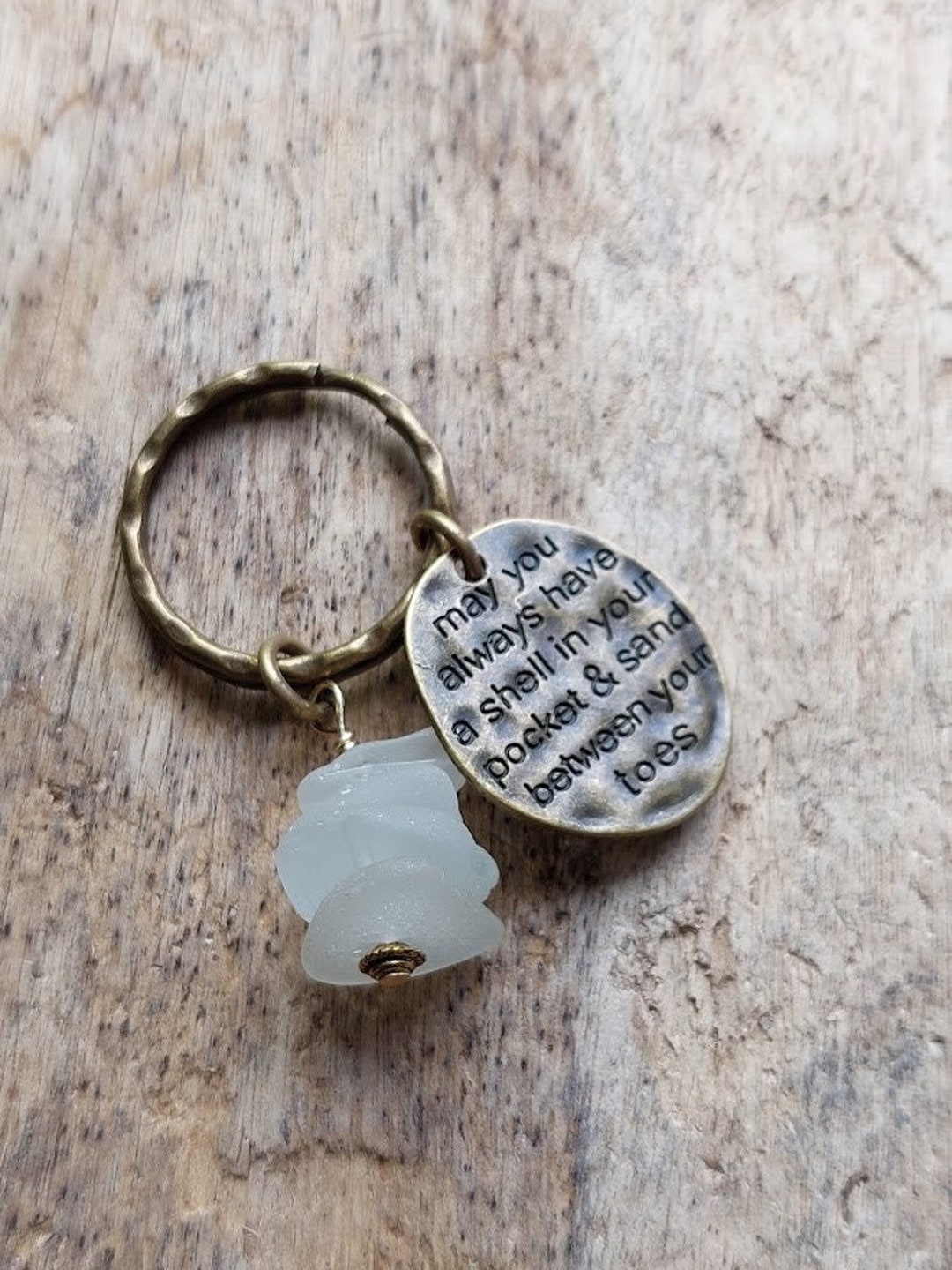 Genuine White Sea Glass Keyring, With 'may You Always Have a Shell in ...