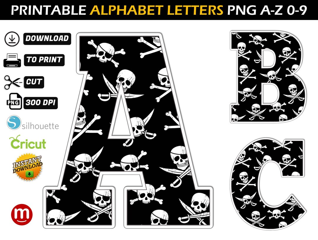 Pirate Alphabet - Pirate Font Png - Pirate Letters - Printable Pirate ...