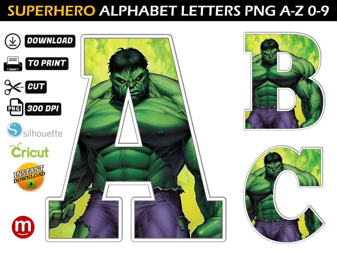Superhero Alphabet PNG - Superhero Birthday Banner - Superhero Alphabet ...
