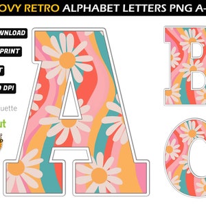 Groovy Alphabet PNG - Groovy Retro Birthday Banner - Groovy Letters Png ...