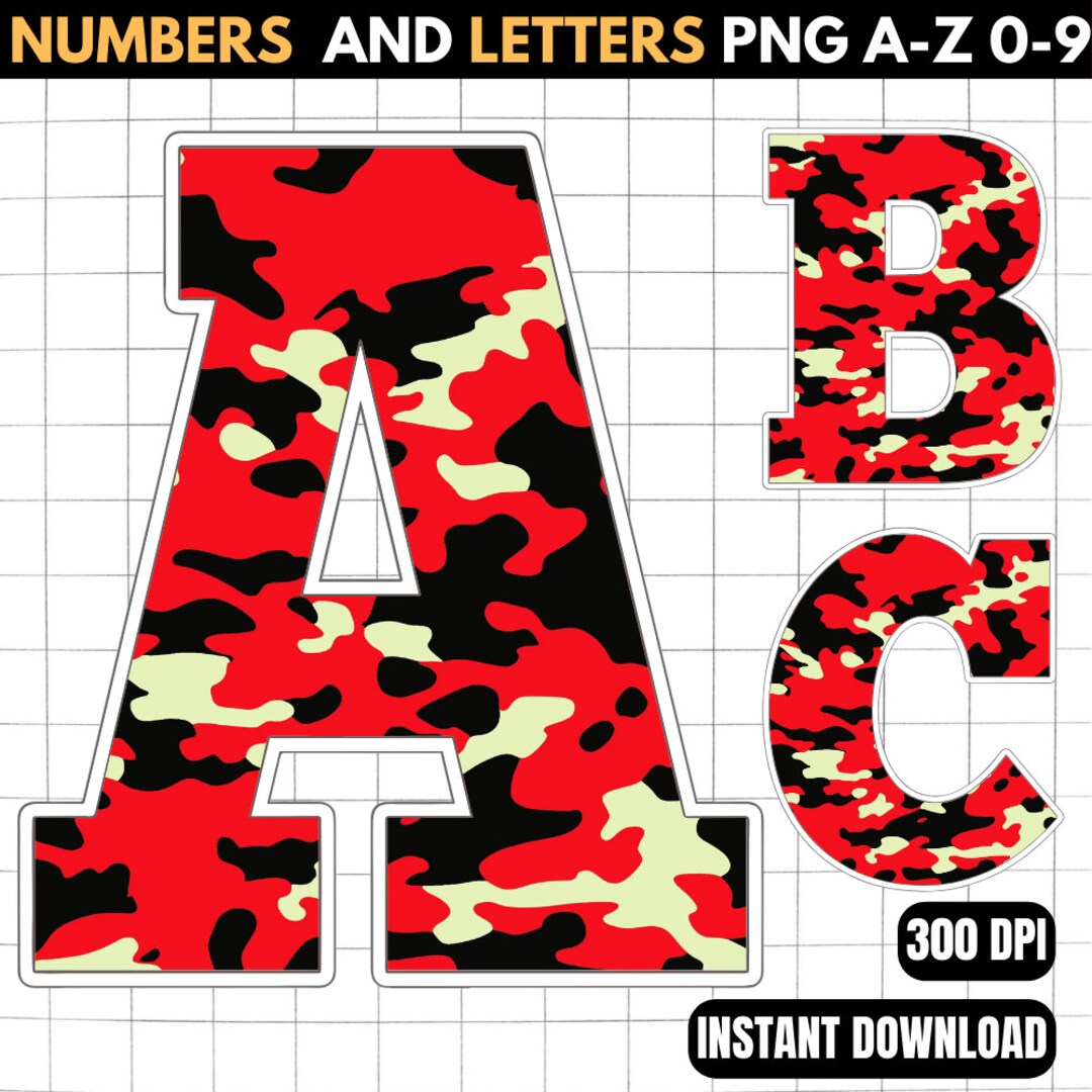 Red Camouflage Alphabet Png - Red Camouflage Birthday Banner - Red ...