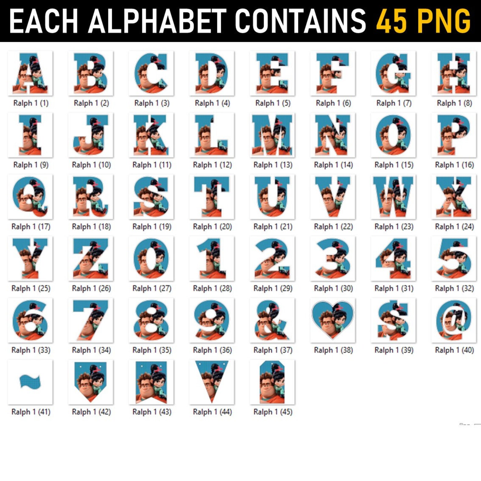 Wreck It Ralph Alphabet PNG Wreck It Ralph Birthday Letters Png Wreck ...