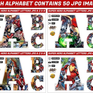500 IMAGES - 10 Different Superhero Alphabets - Superhero Wall Letters ...
