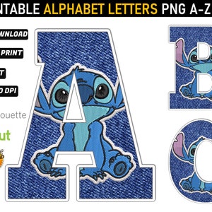 Stitch Alphabet PNG Stitch Letters Png Stitch Birthday Decorations ...