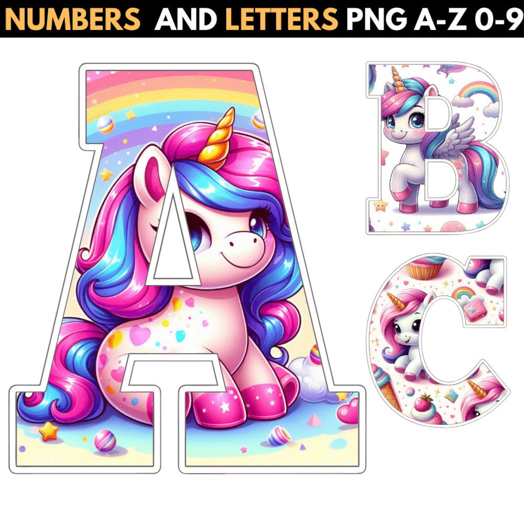Unicorn Alphabet PNG - Unicorn Birthday Banner - Unicorn Letters Png ...