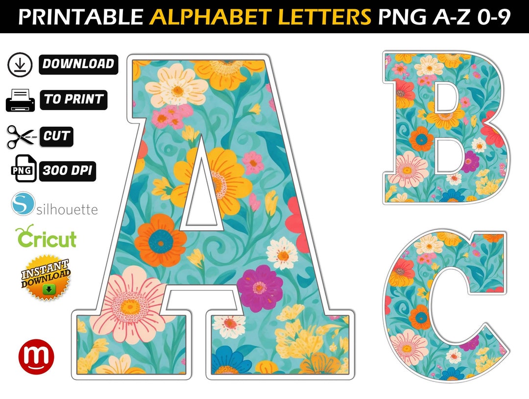 Flower Alphabet PNG Flower Letters Png Flower Font - Etsy
