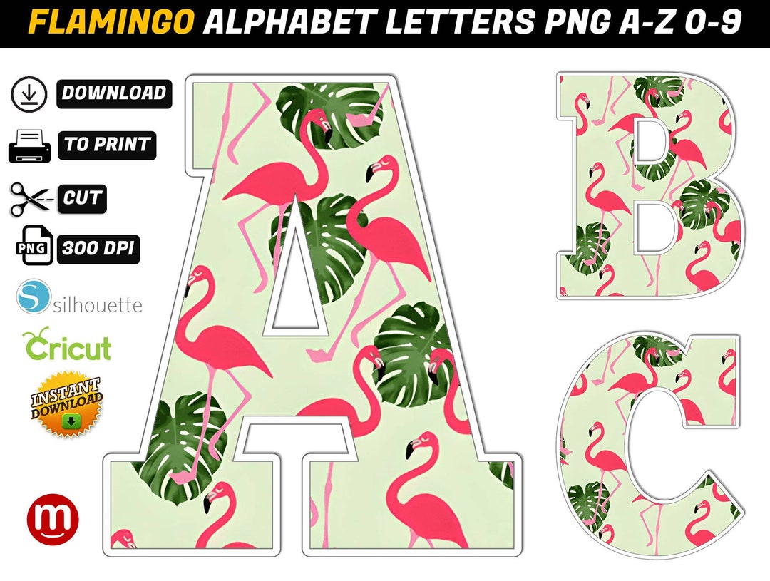 Flamingo Alphabet PNG - Flamingo Birthday Banner - Flamingo Party ...