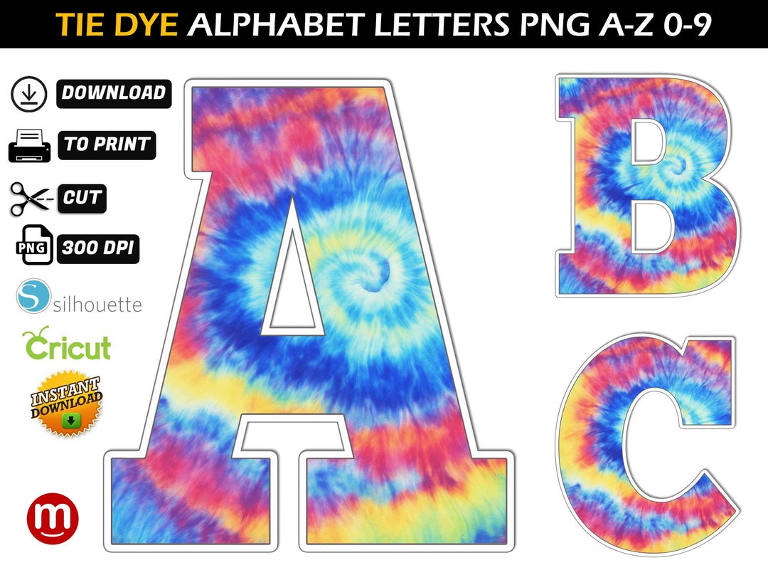 Tie Dye Alphabet Png Tie Dye Birthday Banner Tie Dye - Etsy