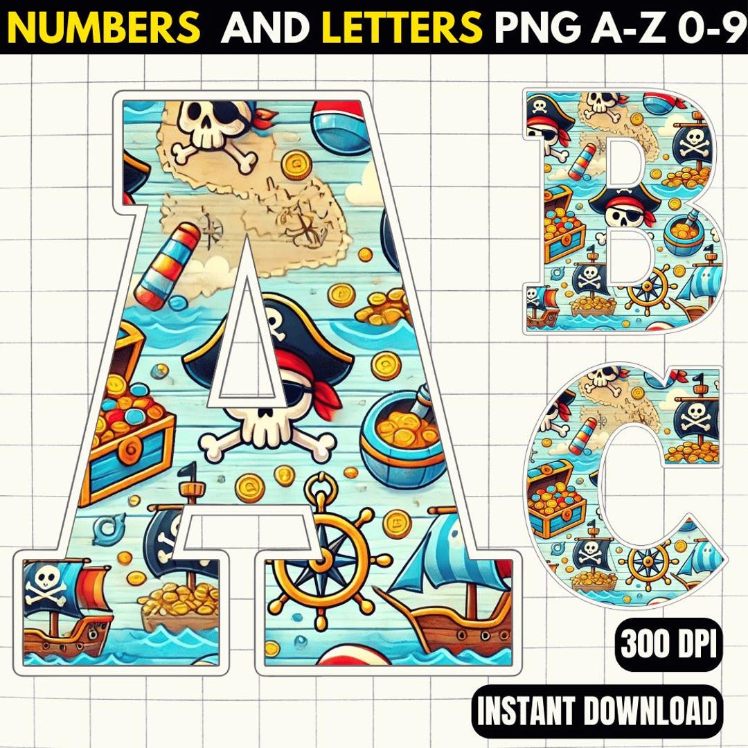 Pirate Alphabet - Pirate Font Png - Pirate Letters - Printable Pirate ...