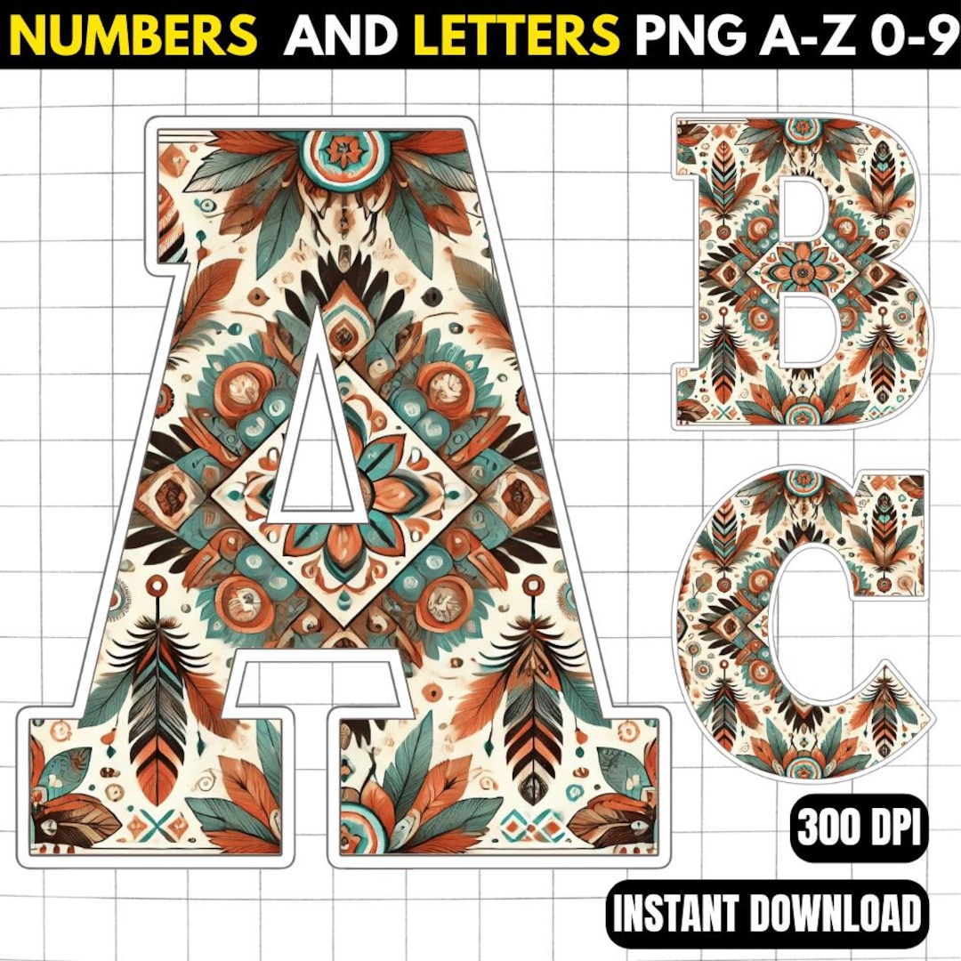 Boho Alphabet PNG - Boho Alphabet - Boho Letters Png - Boho Clipart ...
