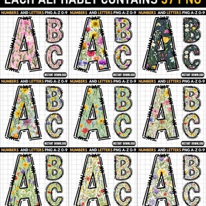 50 Different Alphabets Doodles PNG - Floral Doodle Alphabet - Spring ...