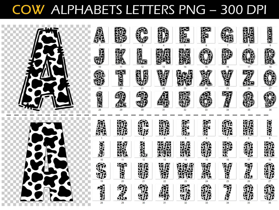 2 Sets of Letters - Cow Printable Alphabet - Cow Alphabet Letters Png ...