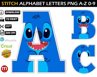 Stitch Alphabet PNG Stitch Letters Png Stitch Birthday Decorations ...