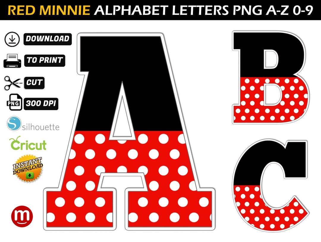 Minnie Alphabet PNG - Minnie Birthday Banner - Minnie Birthday ...