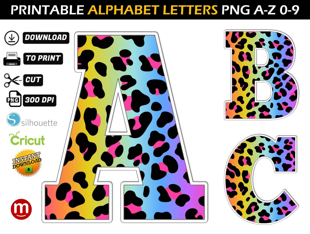 Leopard Alphabet PNG Leopard Birthday Banner Leopard Party Supplies ...
