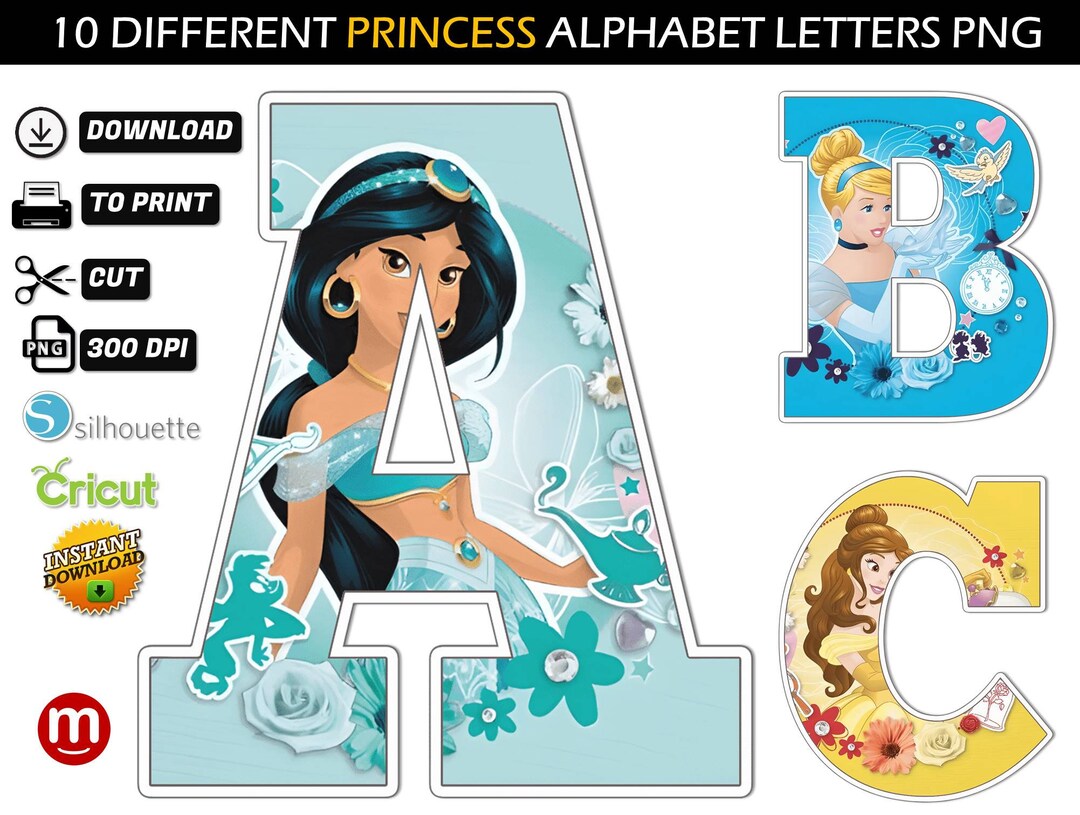 450 IMAGES - 10 Princess Alphabets Different Backgrounds Png - Princess ...