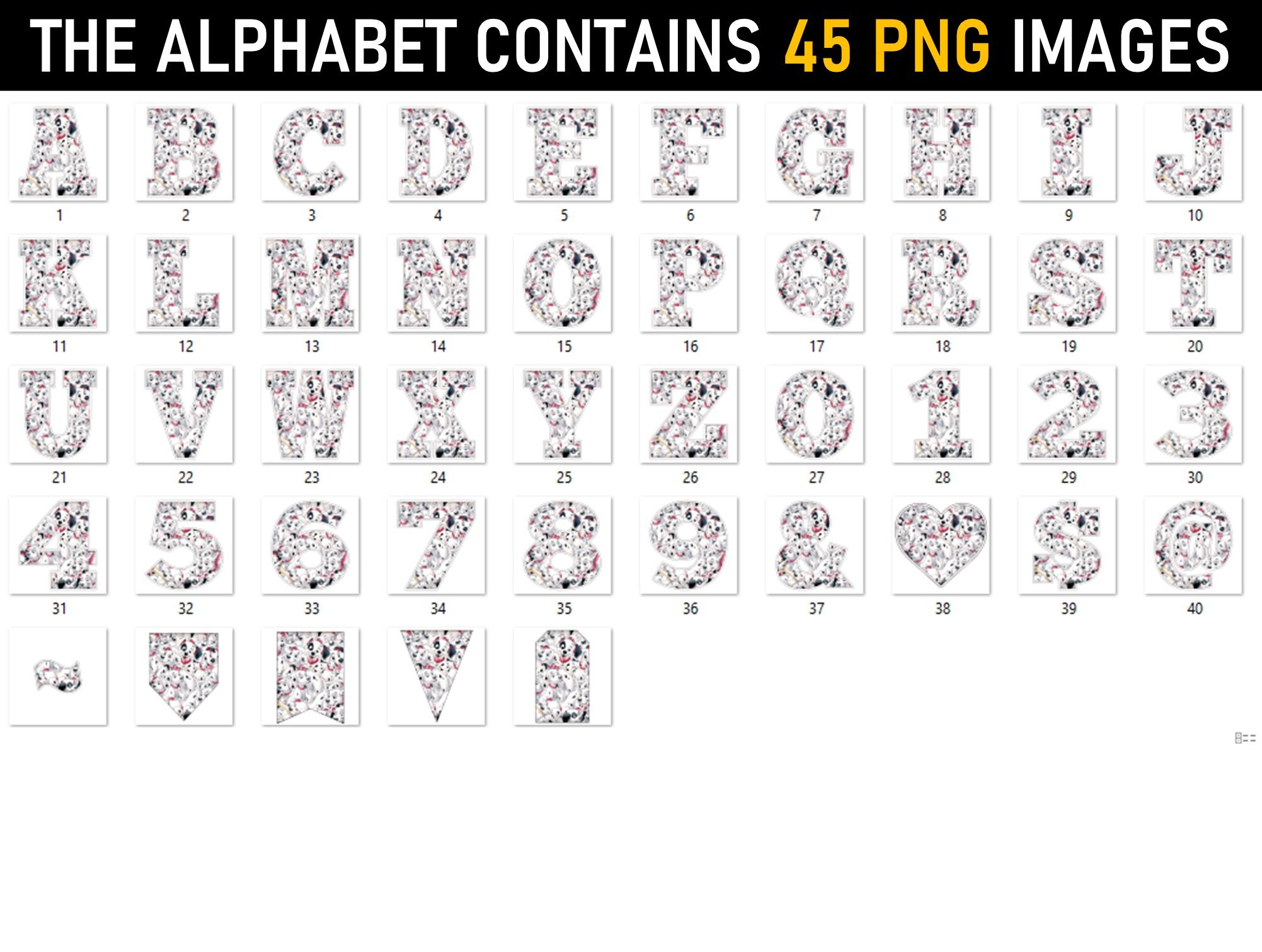 Dalmatians Alphabet PNG Dalmatians Birthday Banner Dalmatians Party ...