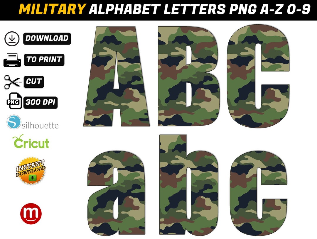 Camouflage Font Army Letters Png Military Letters Png - Etsy