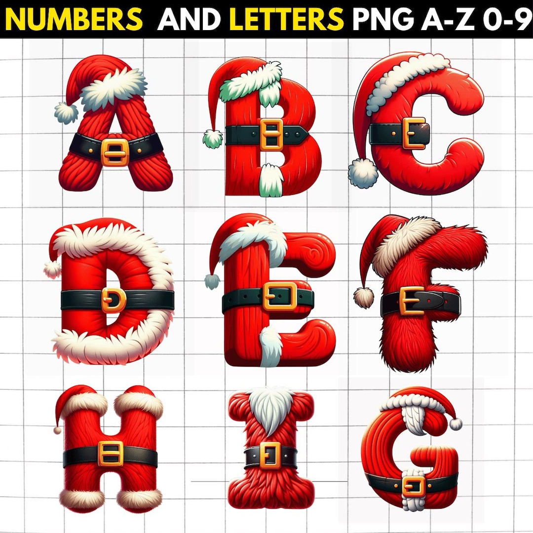 Christmas Alphabet - Christmas Font Png - Christmas Letters - Printable ...