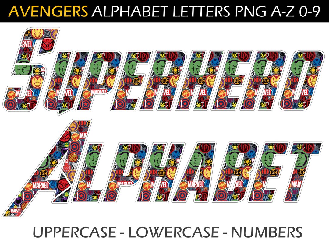 Superhero Alphabet Png - Superhero Birthday Banner - Superhero Alphabet ...