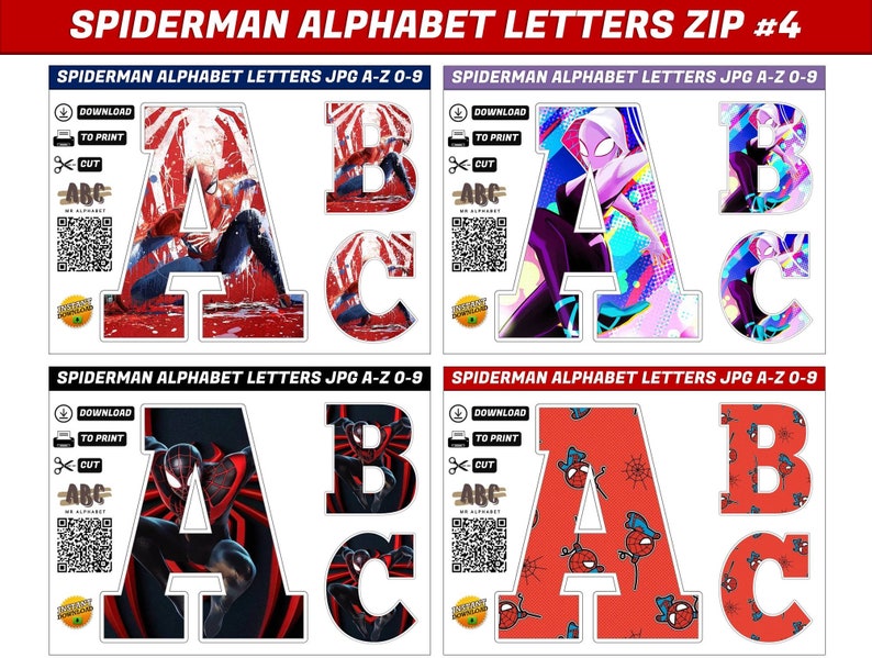 1000 IMAGES 20 Different Spiderman Alphabets Spiderman - Etsy