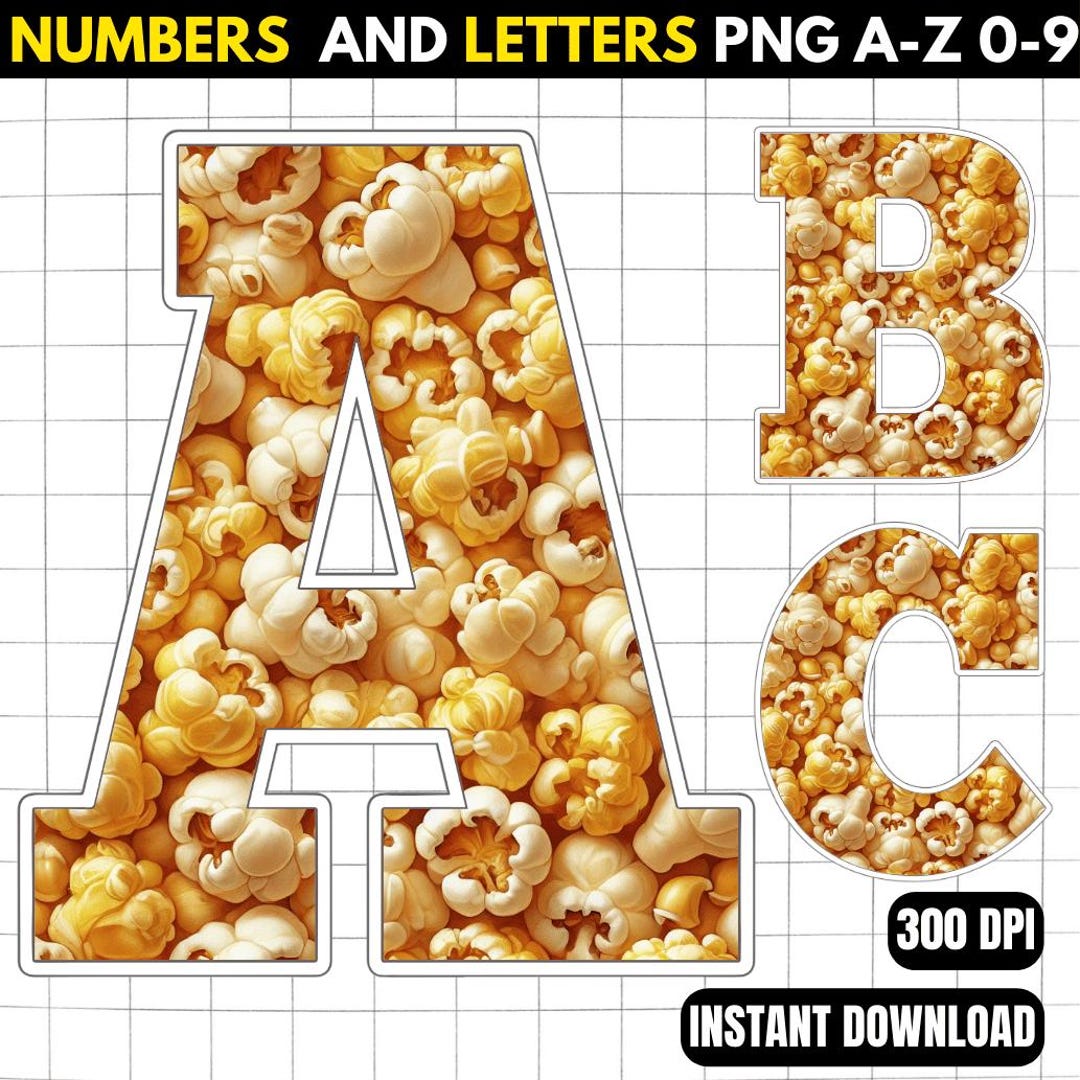Popcorn Alphabet PNG - Popcorn Alphabet - Popcorn Letters Png - Popcorn ...