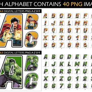 400 IMAGES - 10 Superhero Alphabets Different Backgrounds Png ...