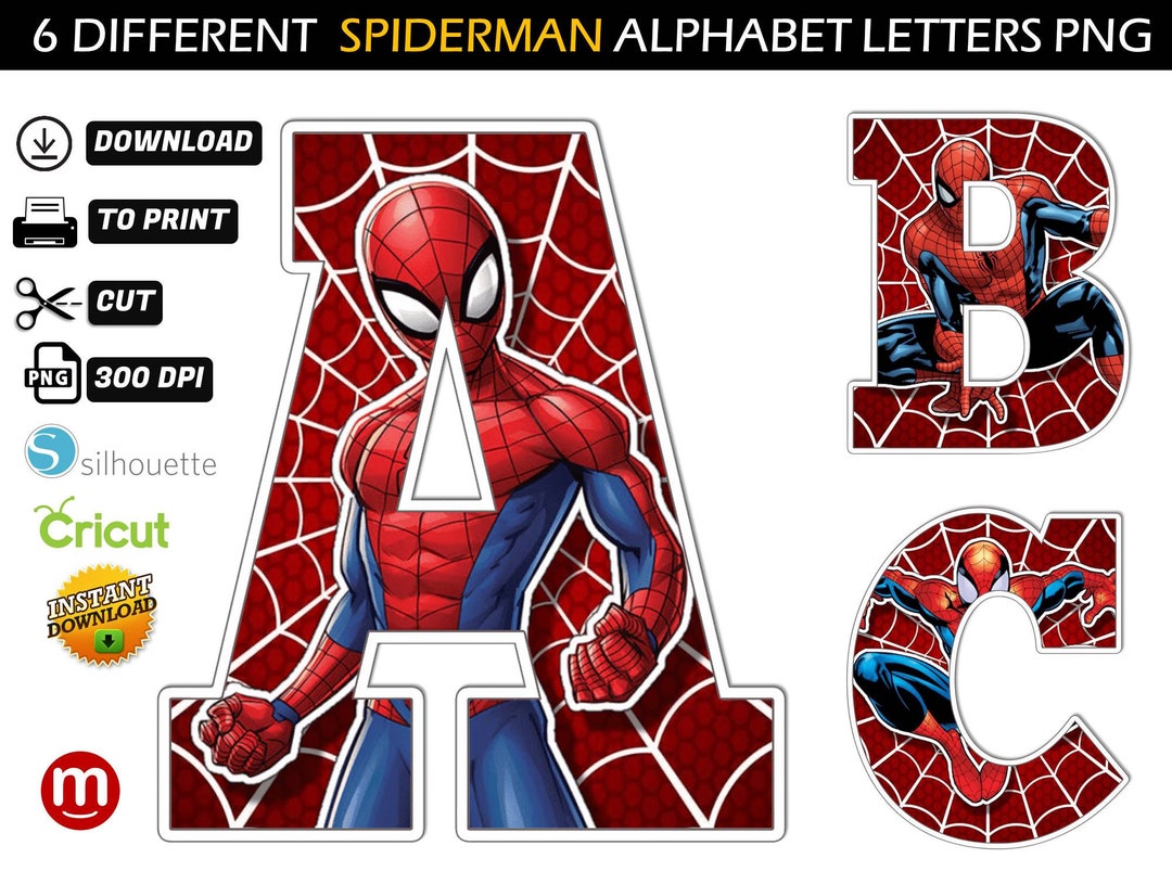 270 IMAGES - 6 Spiderman Alphabets Different Backgrounds Png - Spiderman Letters Png - Spiderman ...