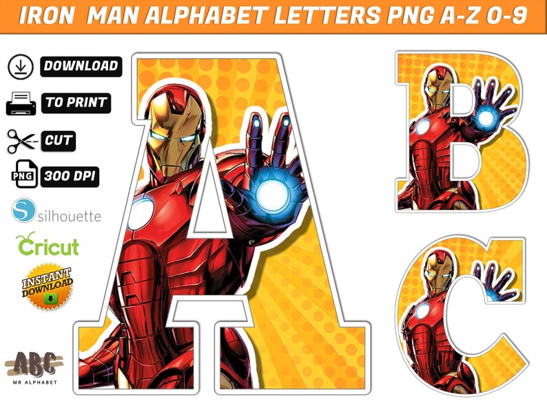 Superhero Alphabet Png Superhero Printable Superhero - Etsy Canada